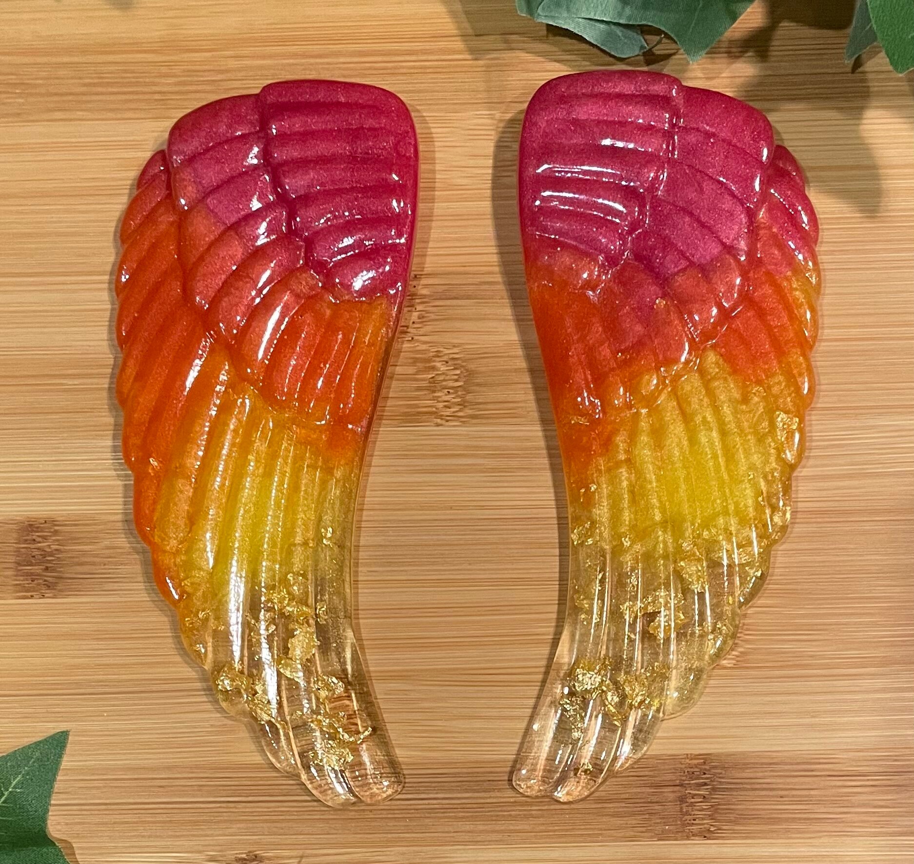 Unique Sunset Colour Resin Angel Wings wall Art Pair the - Etsy