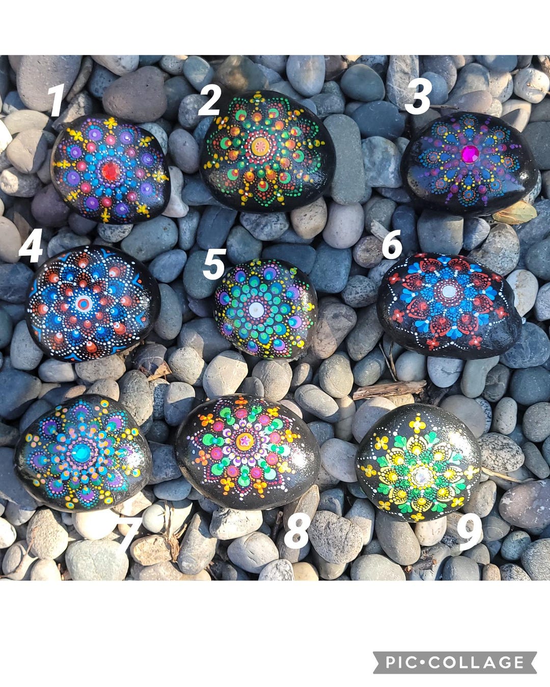 Hand-painted Mandala Stones – Dot Art Style Mandalas Painted on Natural ...