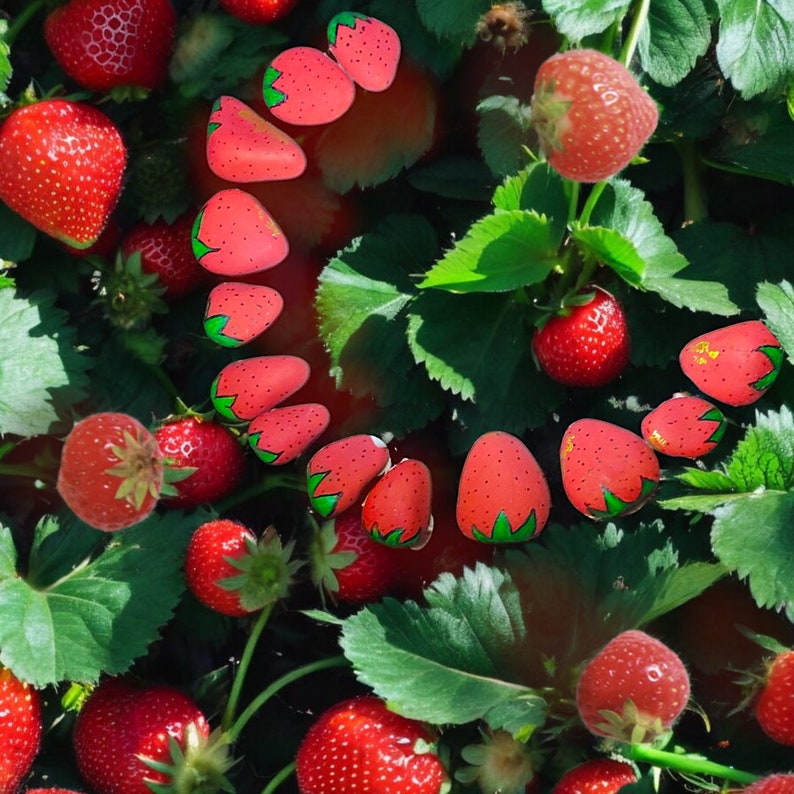 Strawberry Stones. Hand-painted Strawberry Shaped Rocks. - Etsy