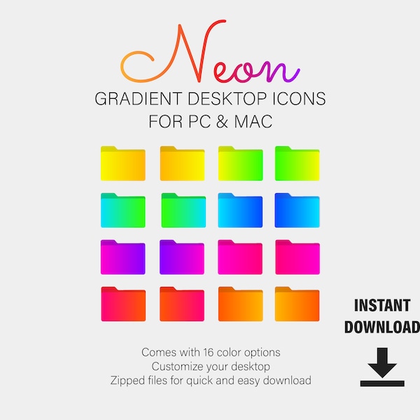 Desktop Folder Icons Gradient - Etsy