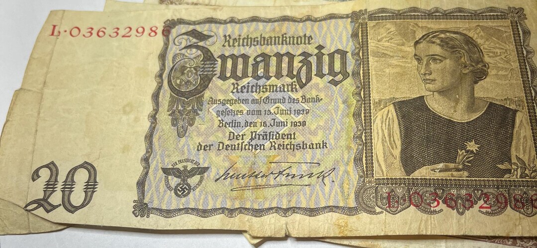 1939 Old German Paper Money 20 Deutsche Mark - Etsy