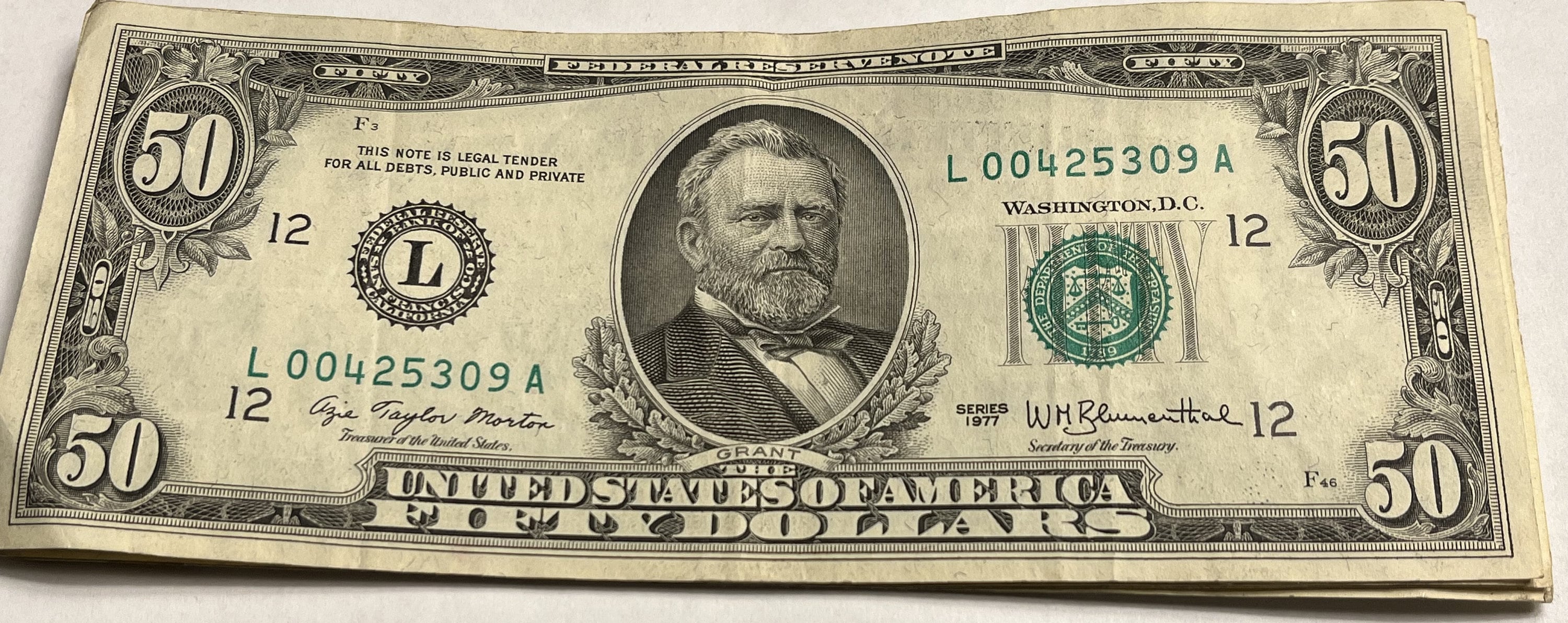 1977 L Fifty Dollar Bill CALIFORINA Vintage - Etsy