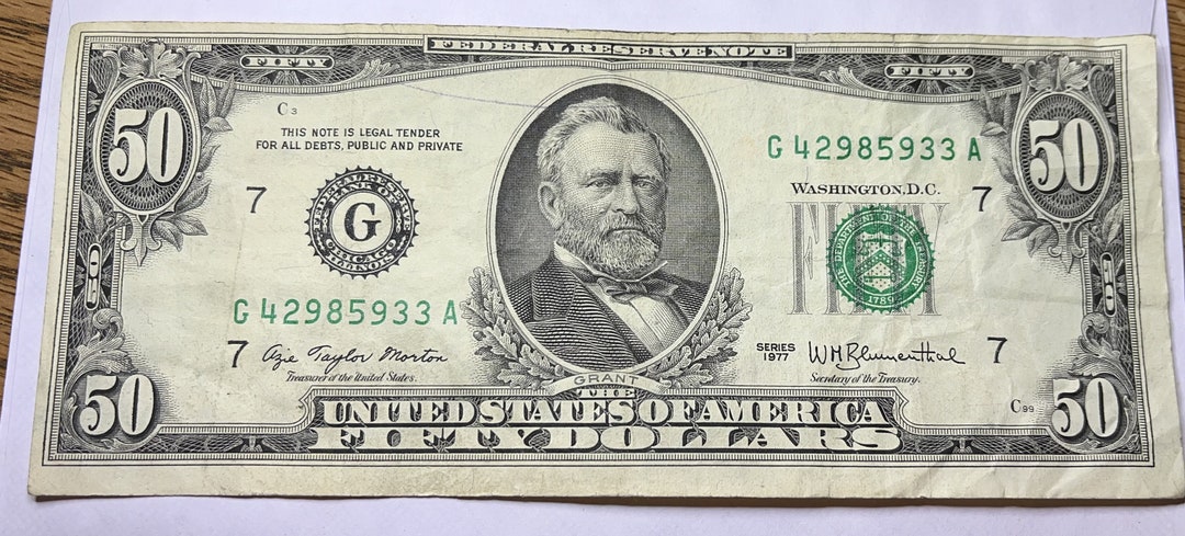1977 Fifty Dollar Bill Federal Reserve Note Error Miscut - Etsy