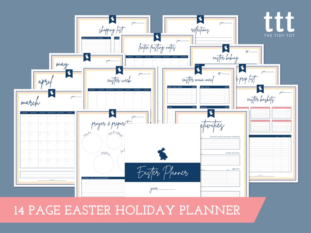 Easter Planner Printable and Guide for Spring Holidays | Blue Bunny ...