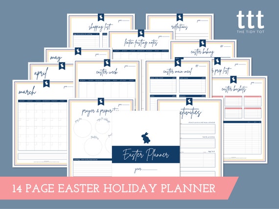 Easter Planner Printable and Guide for Spring Holidays Blue | Etsy