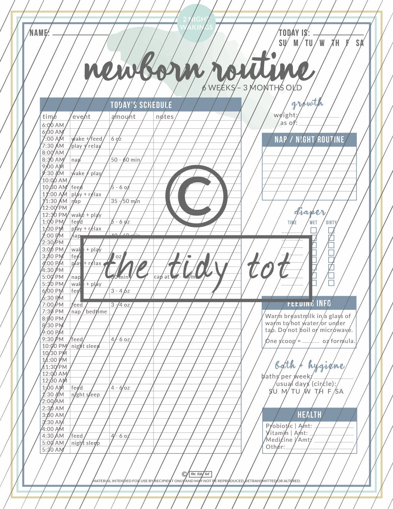 Newborn Baby Routine Watercolor Schedule for 0 to 3 Months - Etsy Singapore