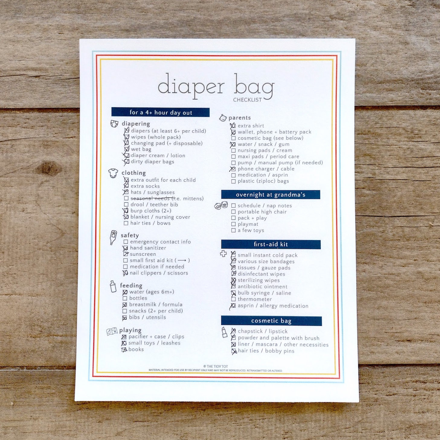 Diaper bag checklist store