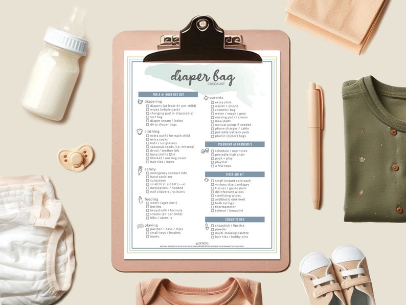 UPDATED! Diaper Bag + Hospital Bag Checklist Printable | Letter, A4 ...
