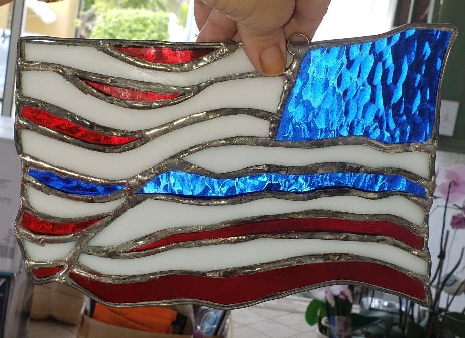 Blue Line American Flag Sun Catcher - Etsy