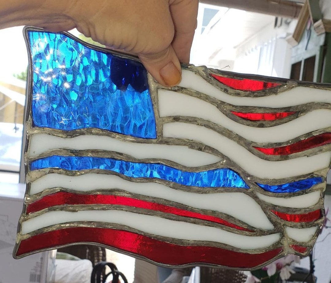 Blue Line American Flag Sun Catcher - Etsy