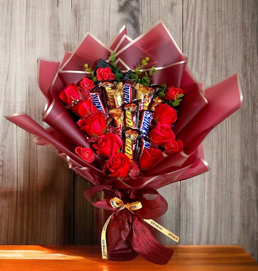 Unisex Chocolate Bouquet “sweet Red Roses” for Birthdays / Valentine's ...