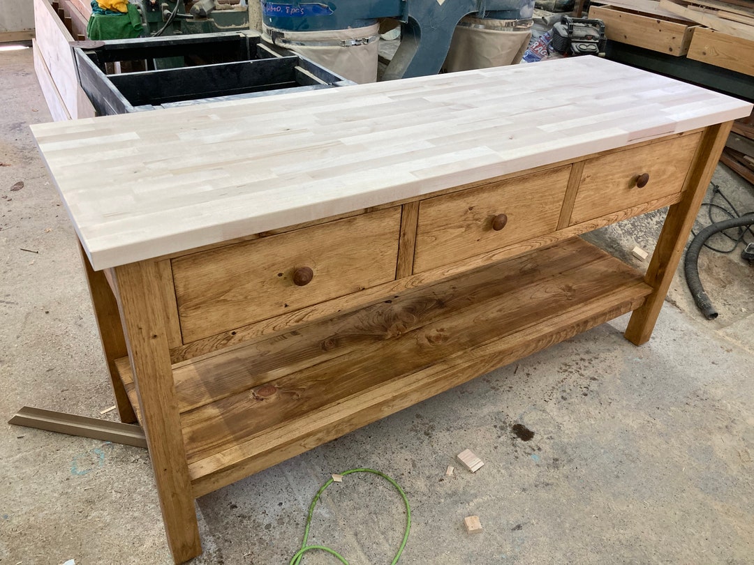 Big Kitchen Work Table/island With Butcher Block or Pine Top. 3 Big ...