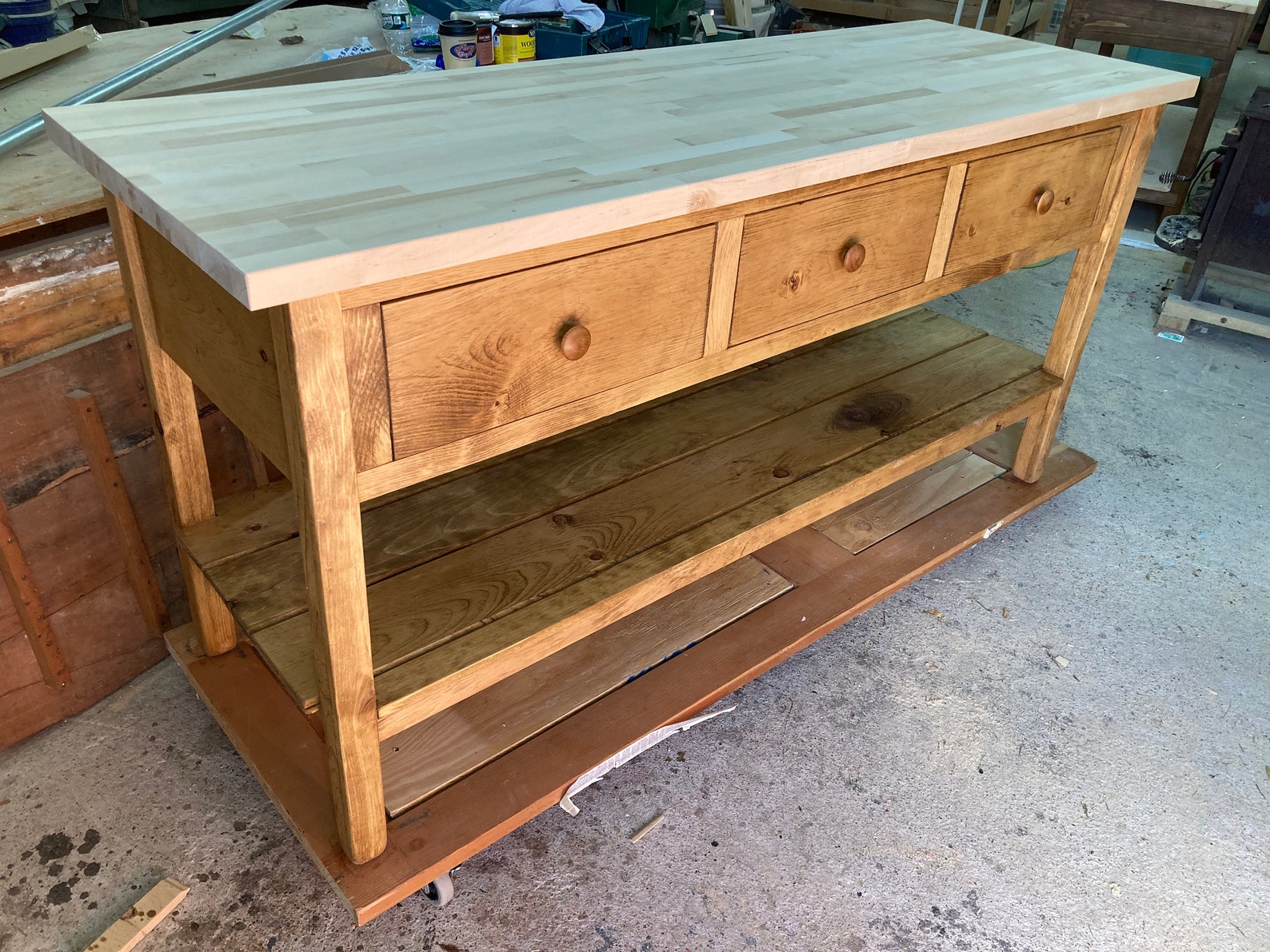Big Kitchen Work Table/island With Butcher Block or Pine Top. - Etsy
