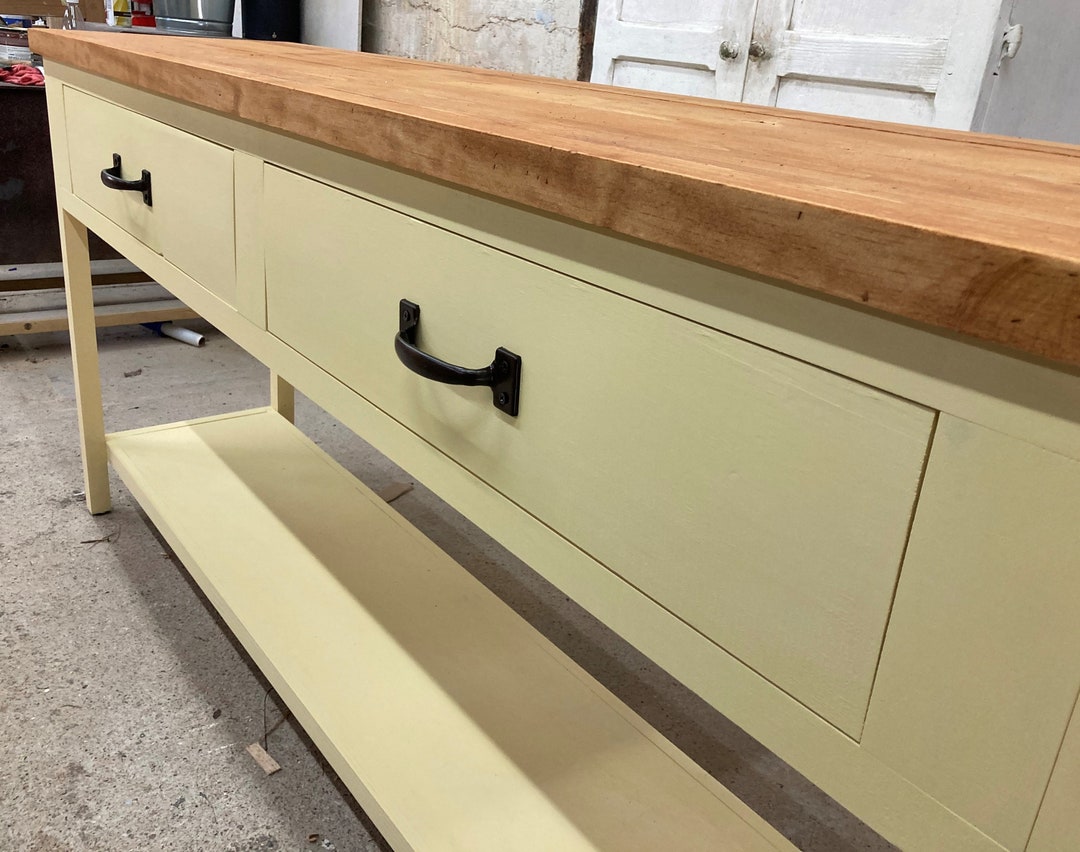 Handmade, Humble Pie Work Table-modest, Pine Veneer Top, Drawers, Shelf ...