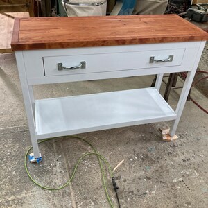 Handmade, Humble Pie Work Table-modest, Pine Veneer Top, Drawers, Shelf ...