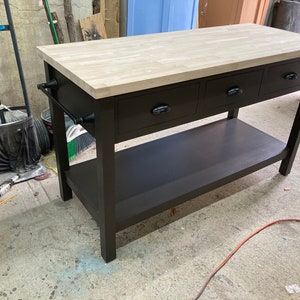 Big Kitchen Work Table/island With Butcher Block or Pine Top. + 3 Big ...