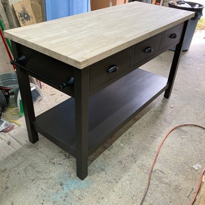 Big Kitchen Work Table/island With Butcher Block or Pine Top. + 3 Big ...