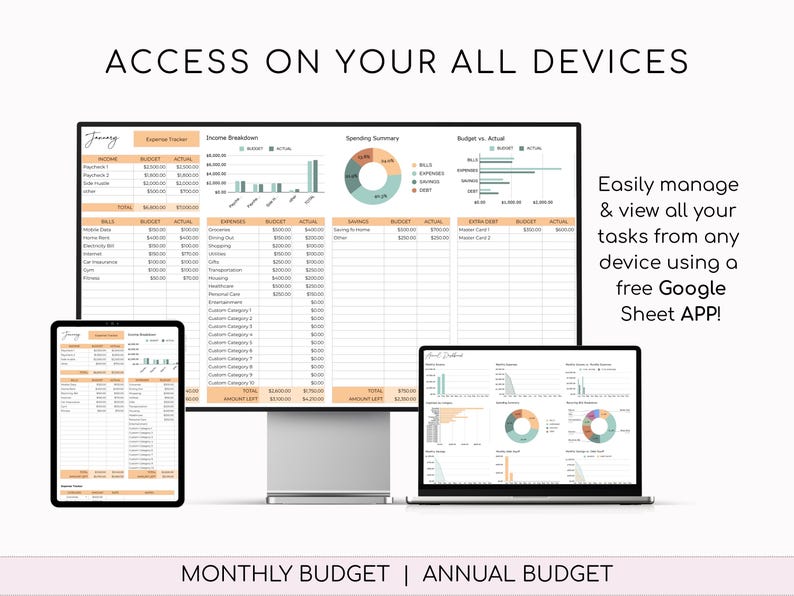 Annual Budget Spreadsheet Google Sheets Budget Template Monthly Budget ...