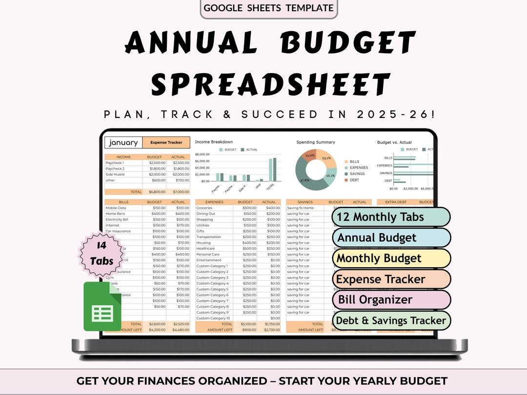 Annual Budget Spreadsheet Google Sheets Budget Template Monthly Budget ...