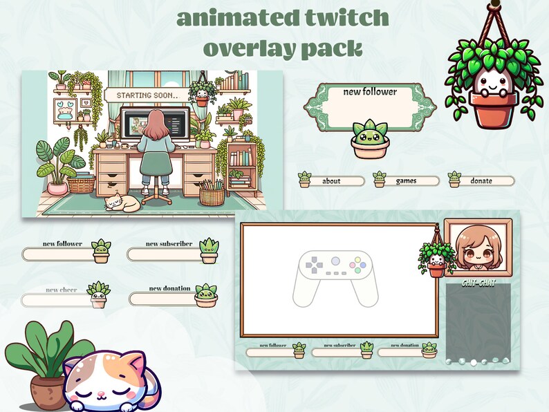 Fully Aminated Stream Overlay for Twitch, Youtube, Streamlabs OBS. Cozy ...