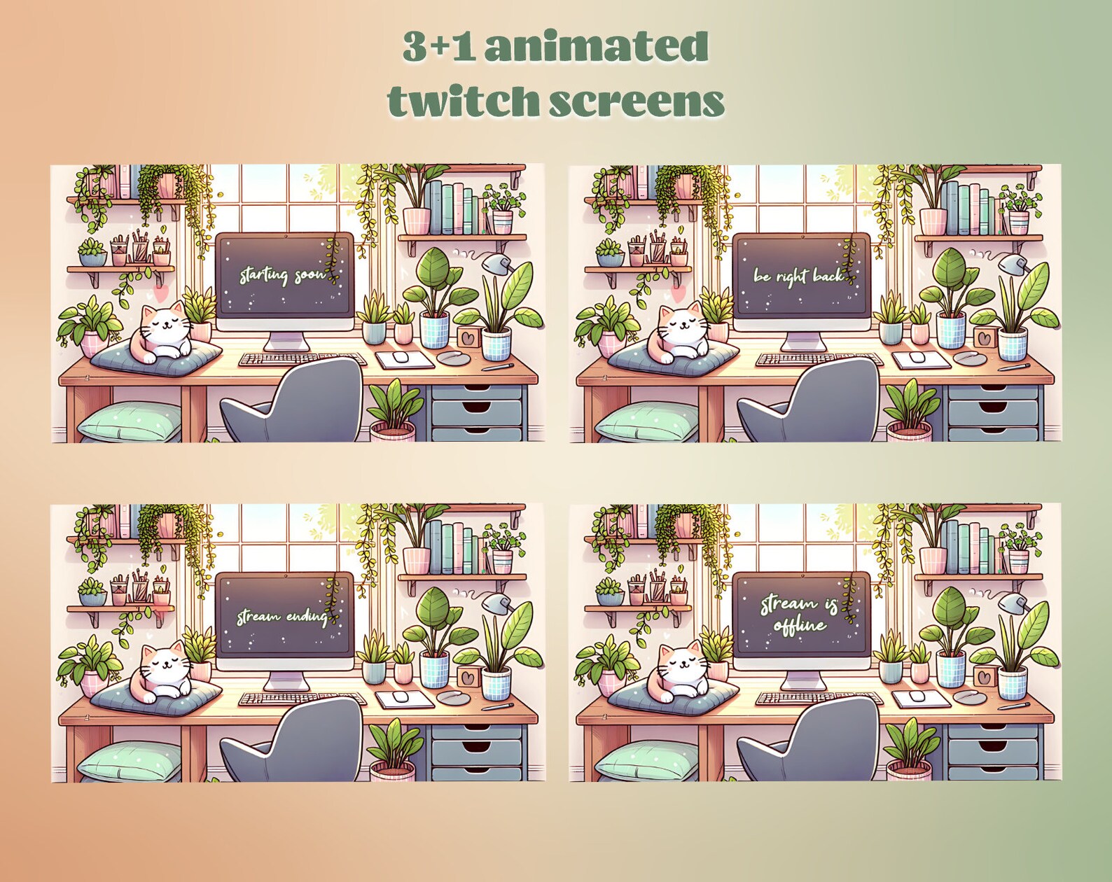 3+1 Aminated Stream Screens for Twitch, Youtube, Streamlabs OBS ...