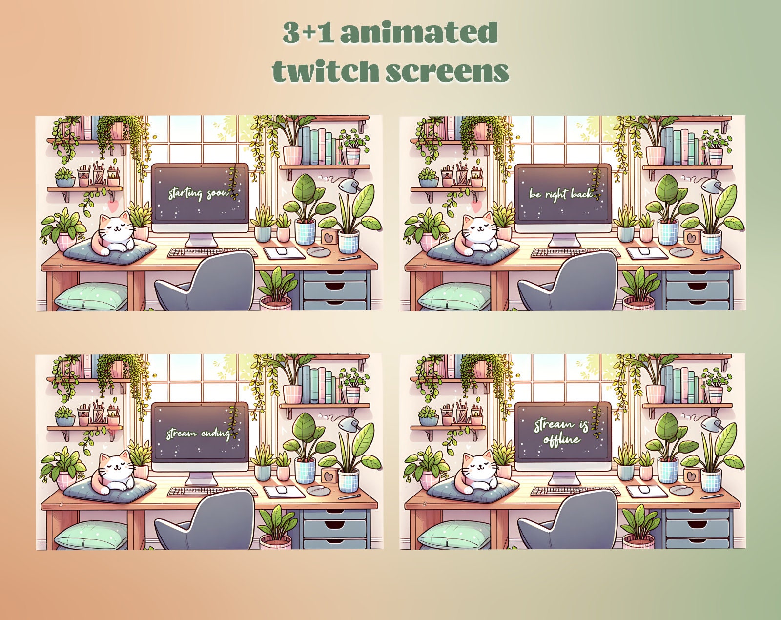 3+1 Aminated Stream Screens for Twitch, Youtube, Streamlabs OBS ...