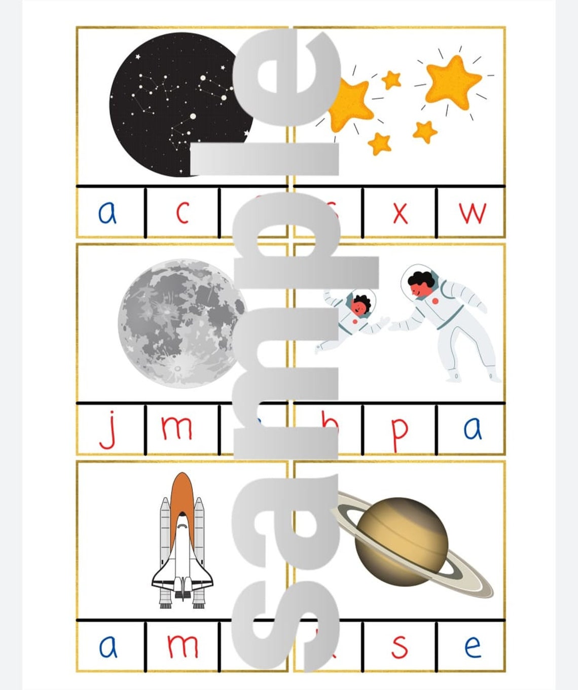 Space Themed Clip Cards Beginning Letter Sounds - Etsy