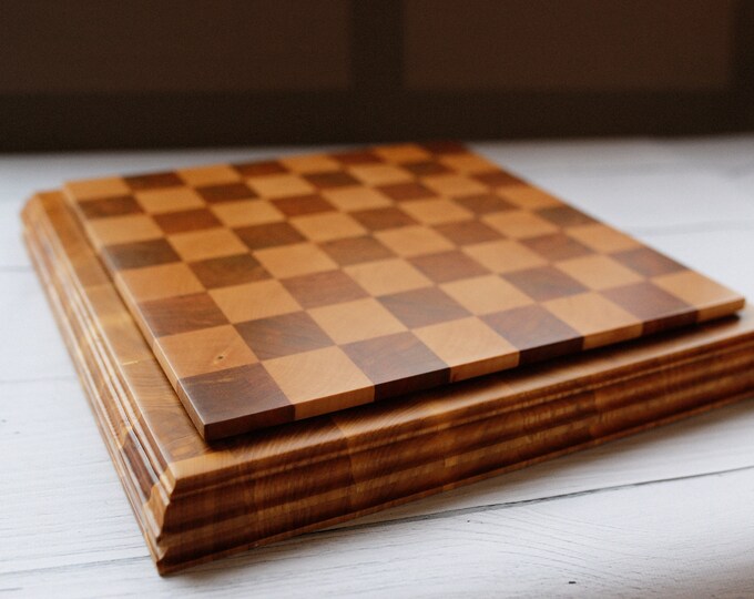 Wood Chess Set Raised Board Solid Walnut and White Oak Large Hand Made ...