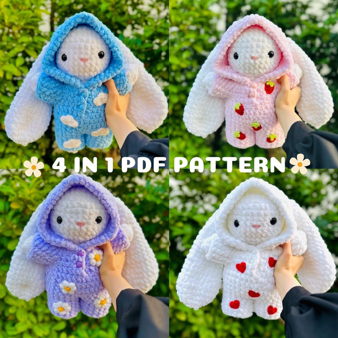 Onesie Bunny Crochet Pattern 4 In 1 Onesie Bunny Plushie Crochet