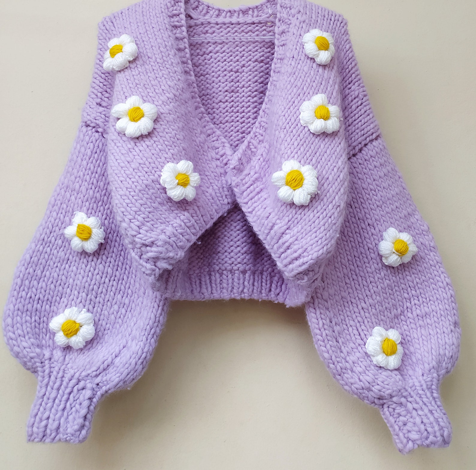 Wool Daisy Handmade Cardigan For Women Chunky Daisy Cardigan Etsy