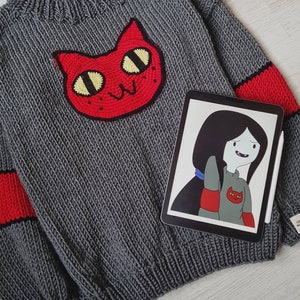 Marceline Sweater, Adventure Time Knit in Gray and Red, Handmade Gothic ...