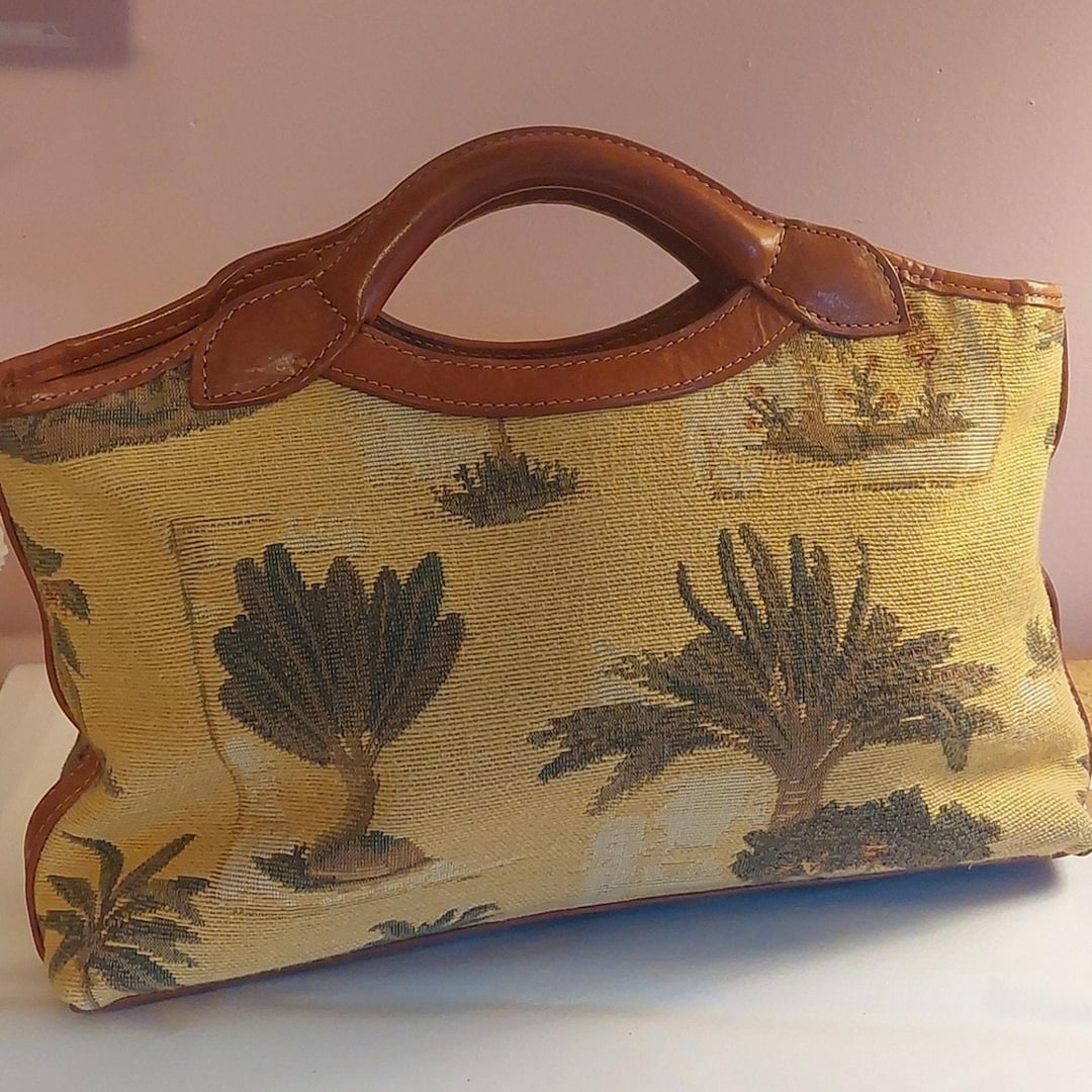Vintage Tommy Bahama Leather Trimmed Palm Tree Purse Bag Clutch - Etsy