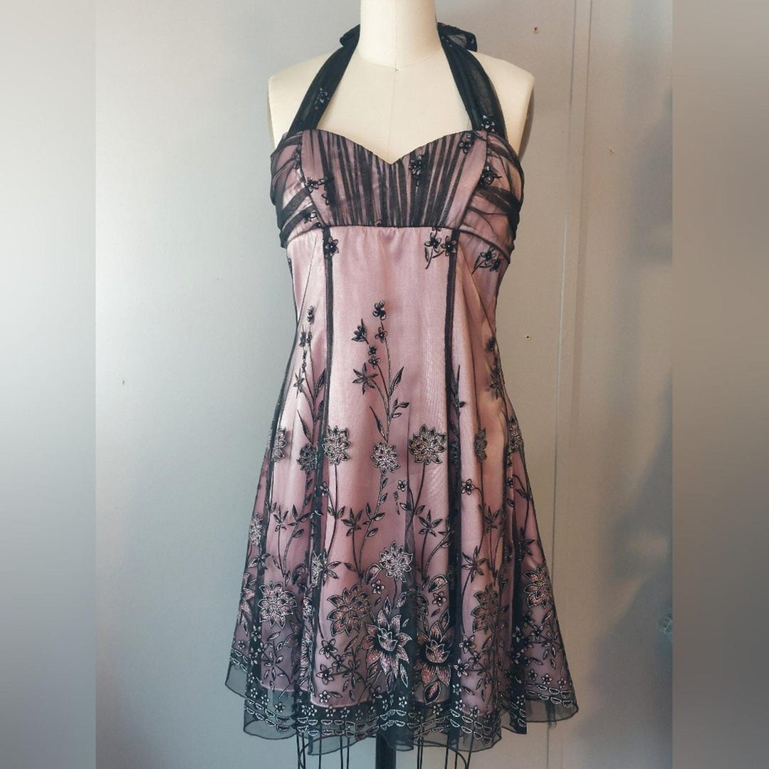 VTG 90s Y2K Baddie Prom Formal Dress B. Smart Halter Pink Glitter - Etsy
