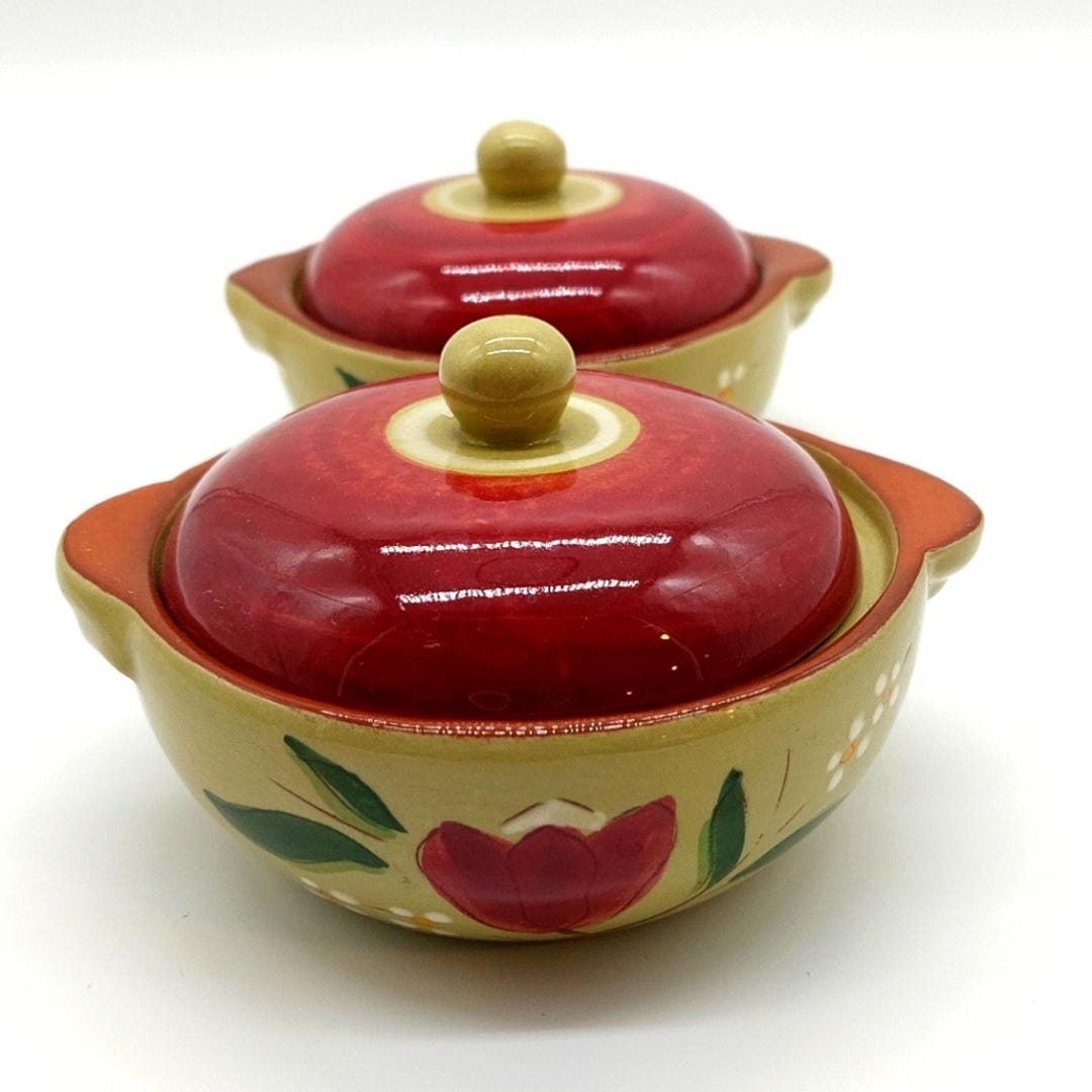 Set of Vintage Stangl Magnolia Pattern Lidded Covered Individual ...