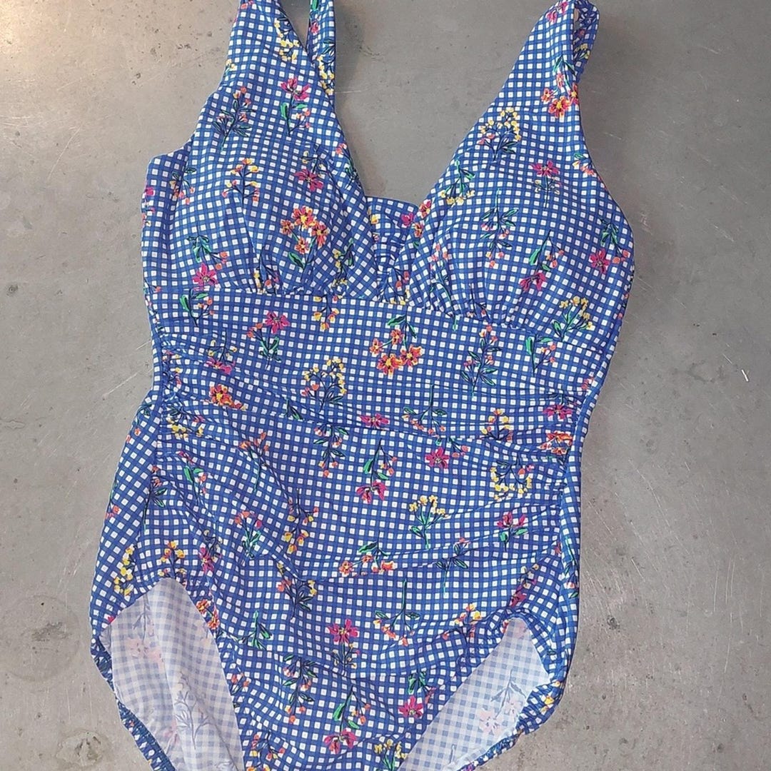 NWOT VTG Lands End Swim Suit Gingham & Floral 8 Bathing Suit - Etsy