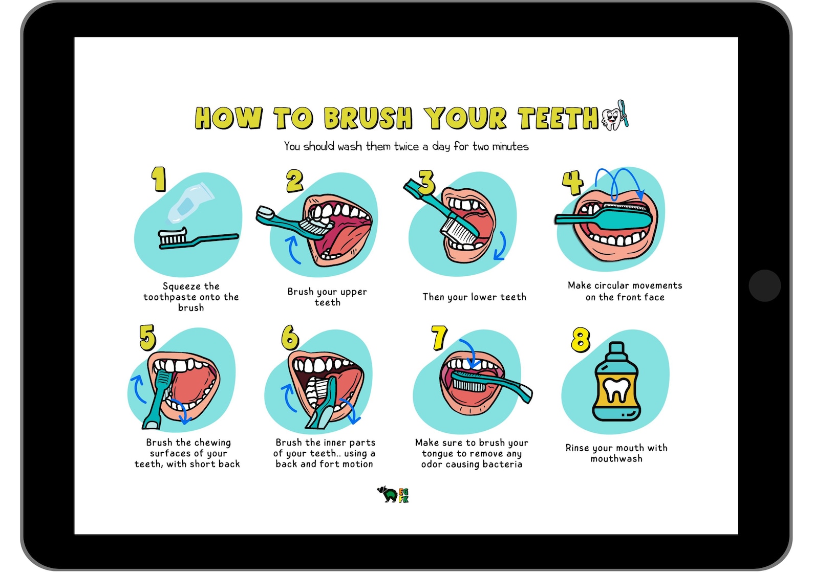 How to Brush Your Teeth, PDF Printable, Dental Guide, Toothbrush, Brush ...