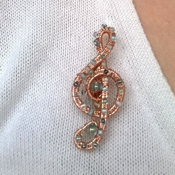 Treble Clef Brooch - Etsy UK