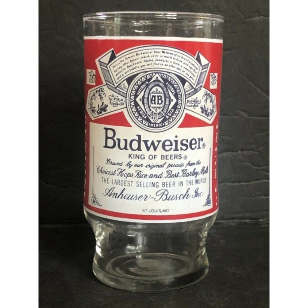 Vintage Budweiser Label Beer Glass 12oz - Etsy