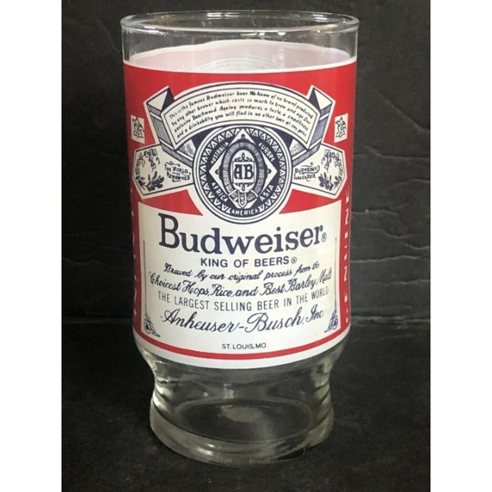 Vintage Budweiser Label Beer Glass 12oz - Etsy