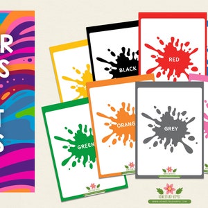 Paint Splats, Paint Splatter, Colour Names on Paint Splats, Montessori ...