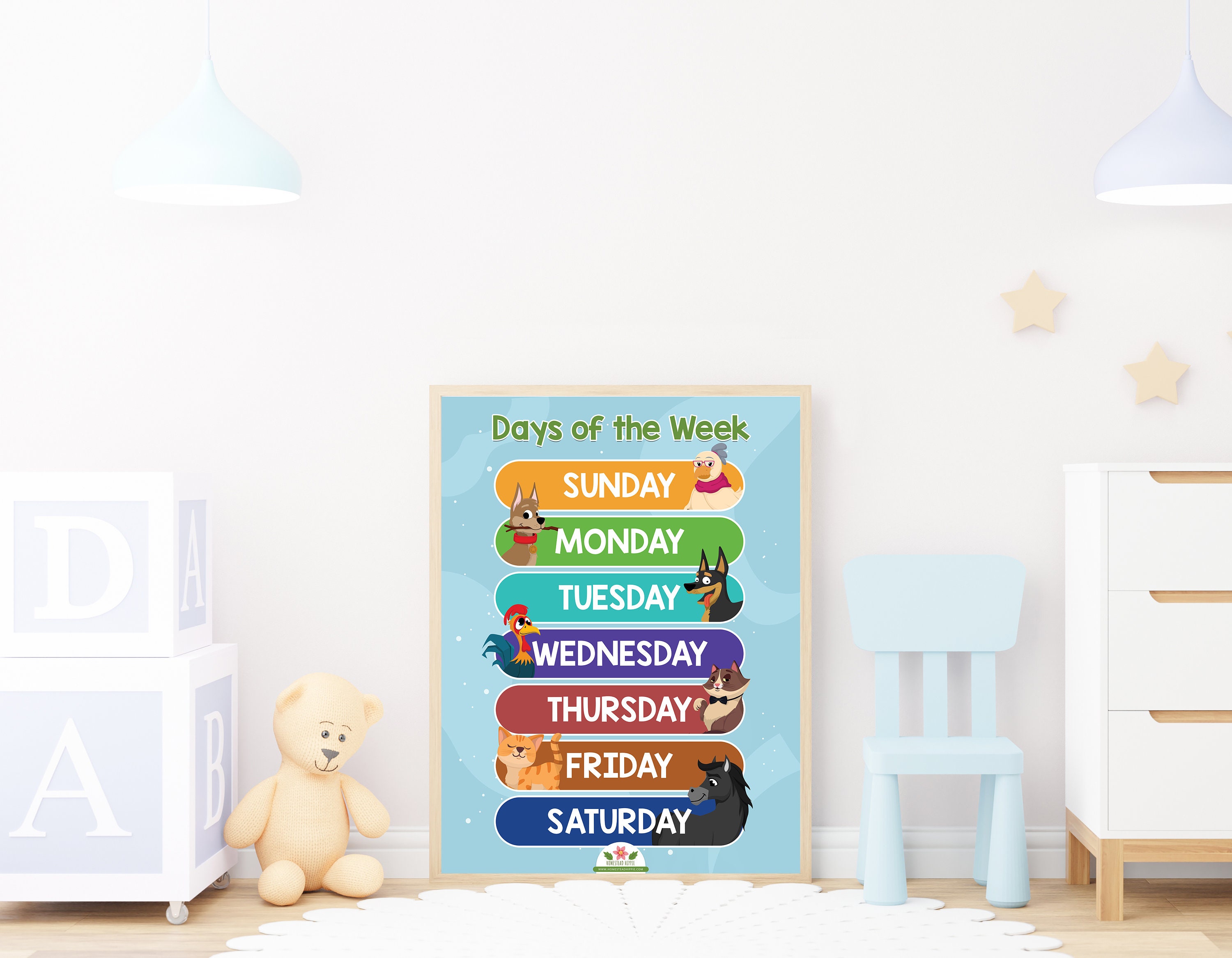 Days of the Week Poster, Wall Art, Wall Print, Digital Print ...