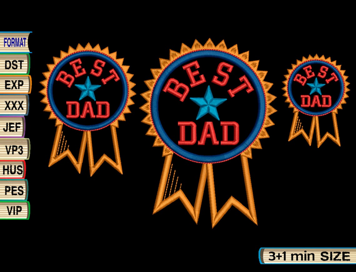 Best Dad Medal Machine Embroidery Design File - Etsy