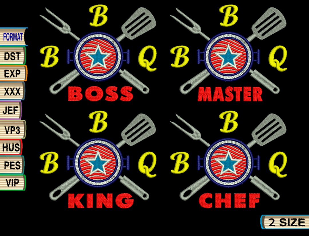 Bbq Grill Master Boss Chef King Machine Embroidery File - Etsy