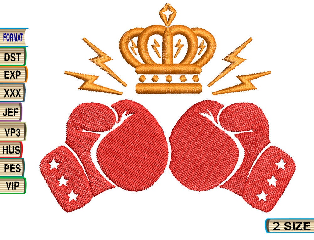 Boxing Gloves Crown Machine Embroidery Design File | Etsy UK