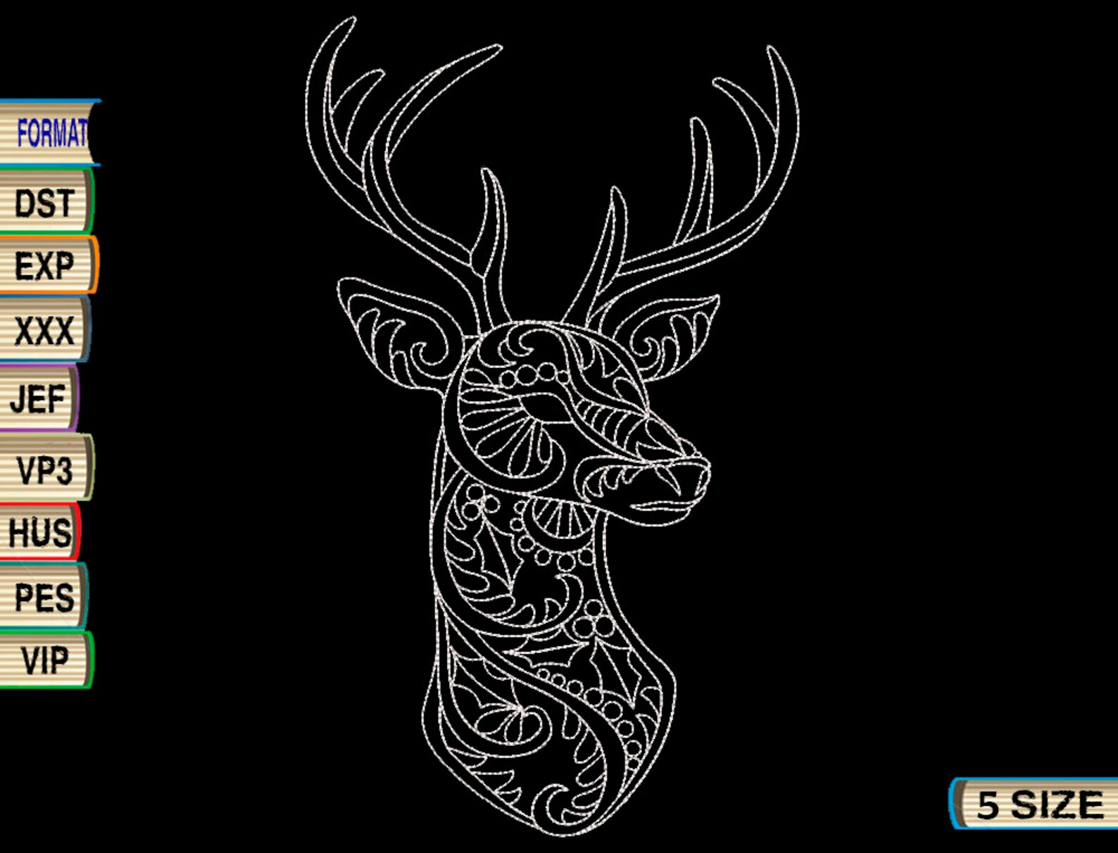 Deer Christmas Line Machine Embroidery Design File - Etsy