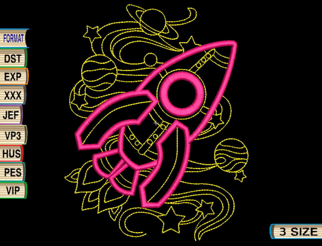 Space Rocket Ship Galaxy Machine Embroidery Design File - Etsy