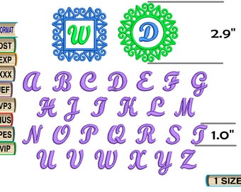 Maisie Monogram Font Set 2 & 3 Machine Embroidery Font Alphabet Letters ...