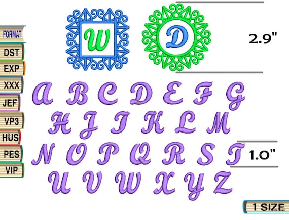 Monogram Set Font Alphabet Letters Machine Embroidery Design - Etsy