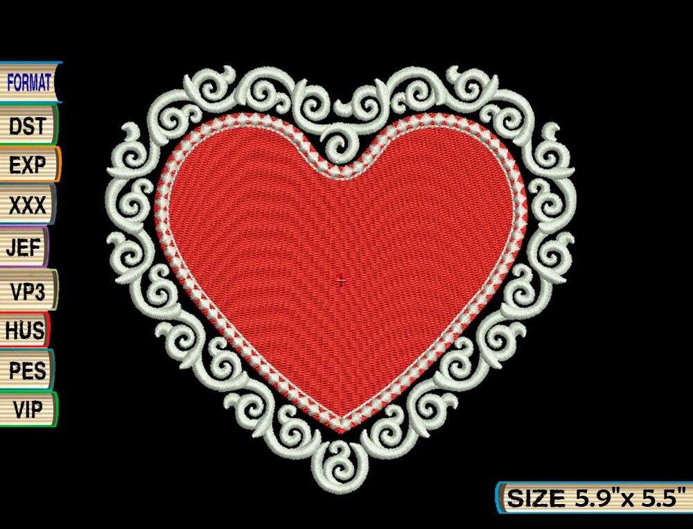 Heart Love Frame Machine Embroidery Design File - Etsy