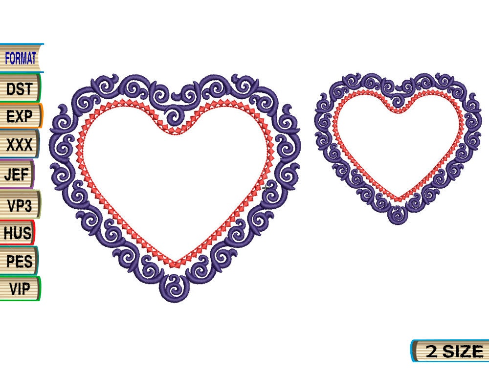 Heart Love Frame Machine Embroidery Design File - Etsy